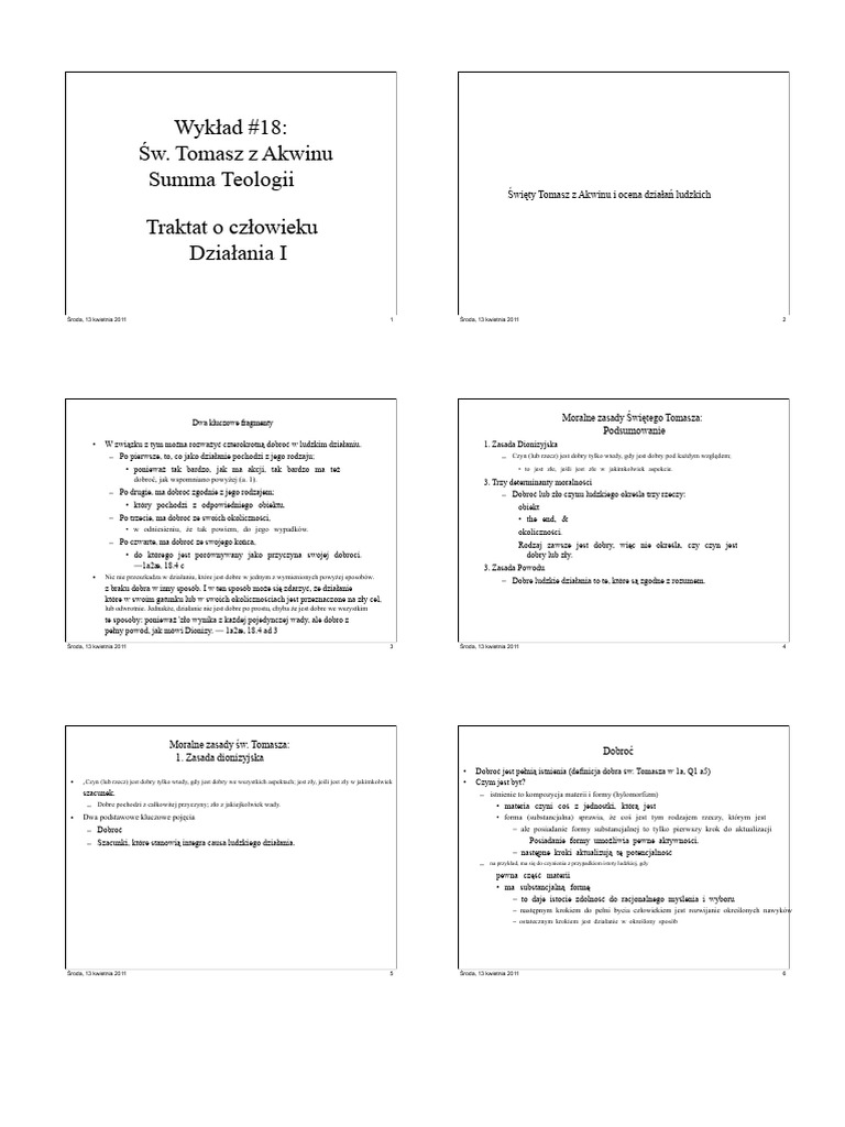 Traktat o Aktach Ludzkich - Św. Tomasz | PDF