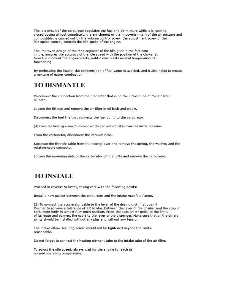 Carburetor Idle Circuit Adjustment Guide | PDF | Carburetor | Throttle