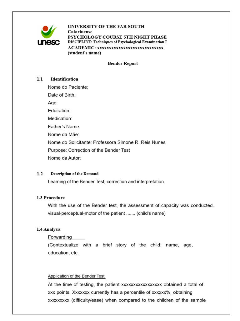 Bender Report Model 2023 1 | PDF