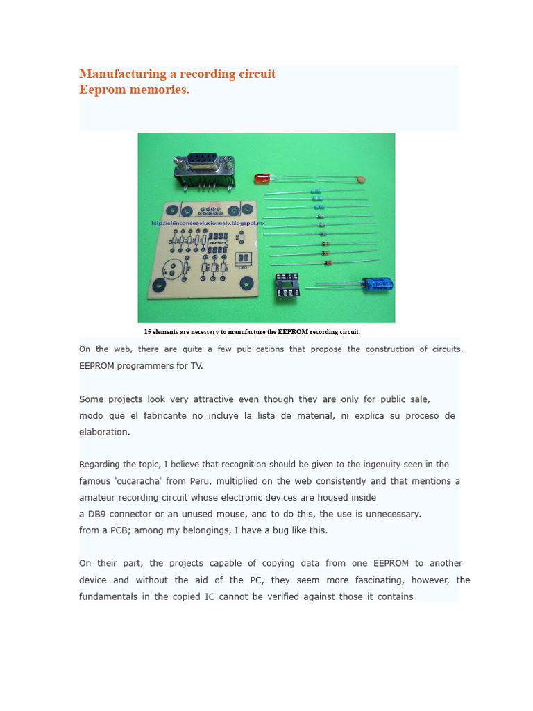 Manufacturing A Circuit For Recording EEPROM Memories 24C16 | PDF ...