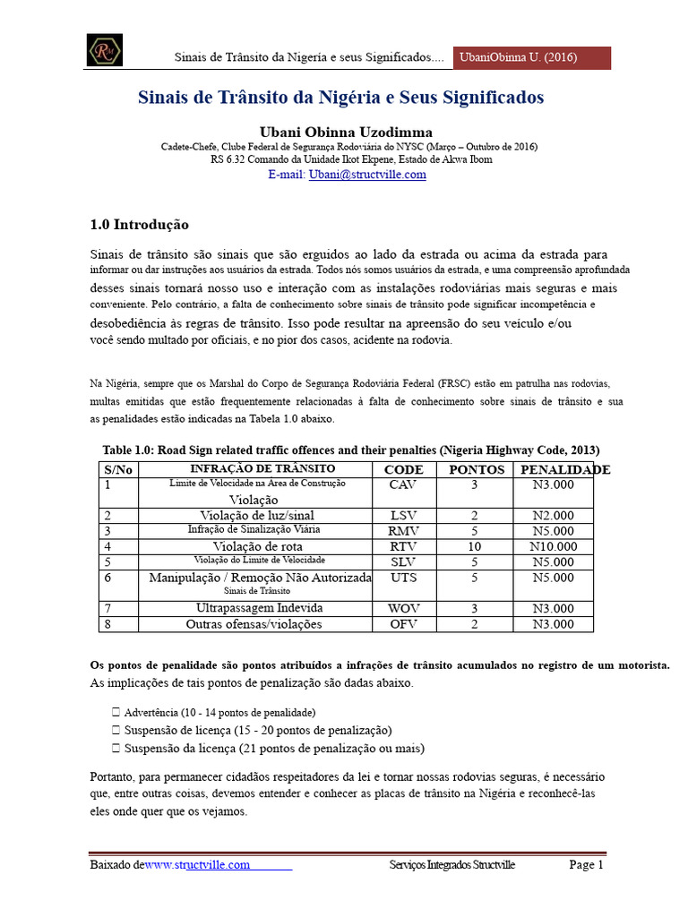Sinais de Trânsito Da Nigéria e Seus Significados | PDF | Tráfego | Semáforo