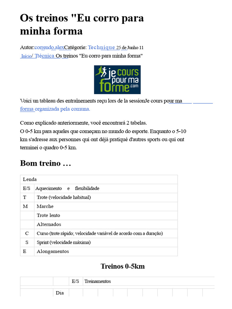 Os Treinos "Eu Corro Pela Minha Forma" - Começando A Correr | PDF