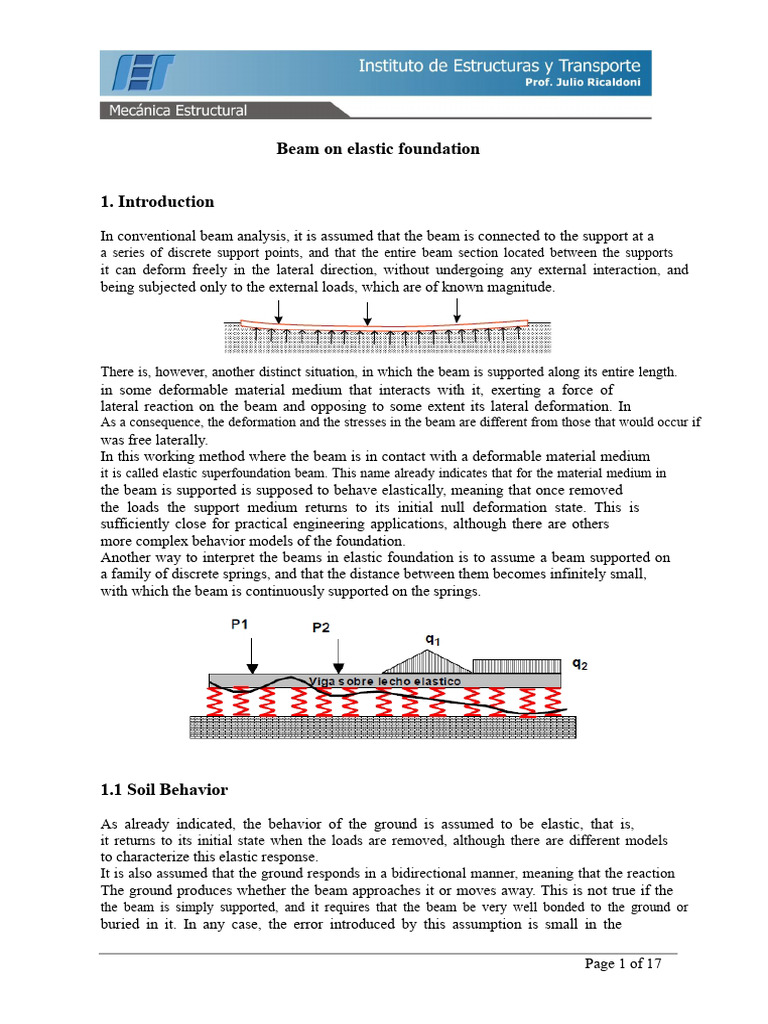 8 - Beam Over Elastic Foundation (1) | PDF | Deformation (Engineering) | Beam (Structure)