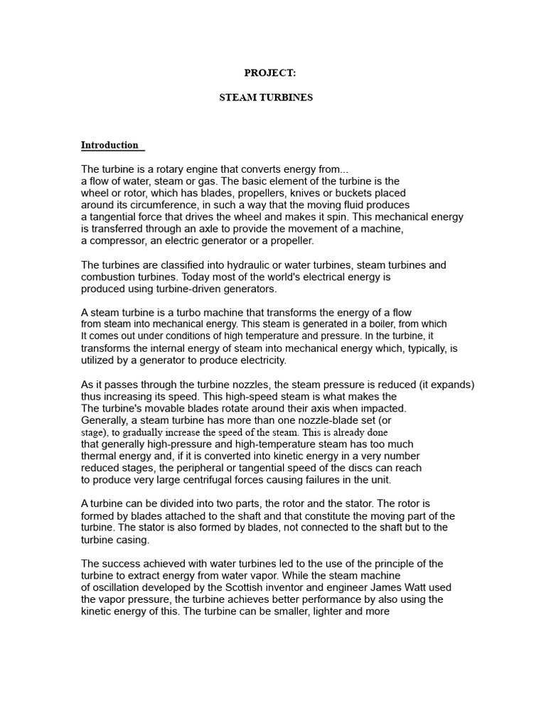 Steam Turbine Project | PDF | Turbine | Steam
