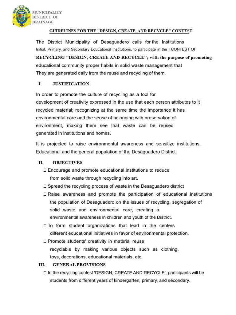 Recycling Contest Guidelines for Schools | PDF | Recycling | Waste