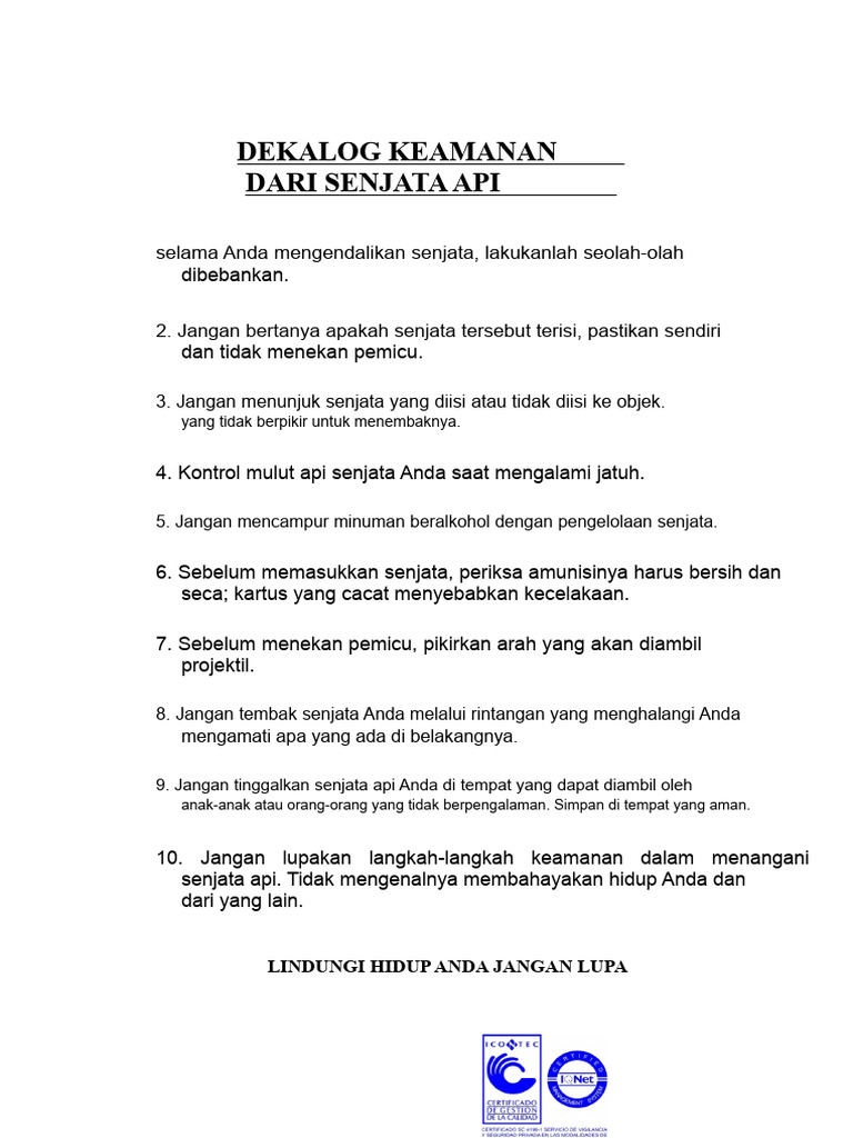 Dekalog Keamanan Senjata | PDF