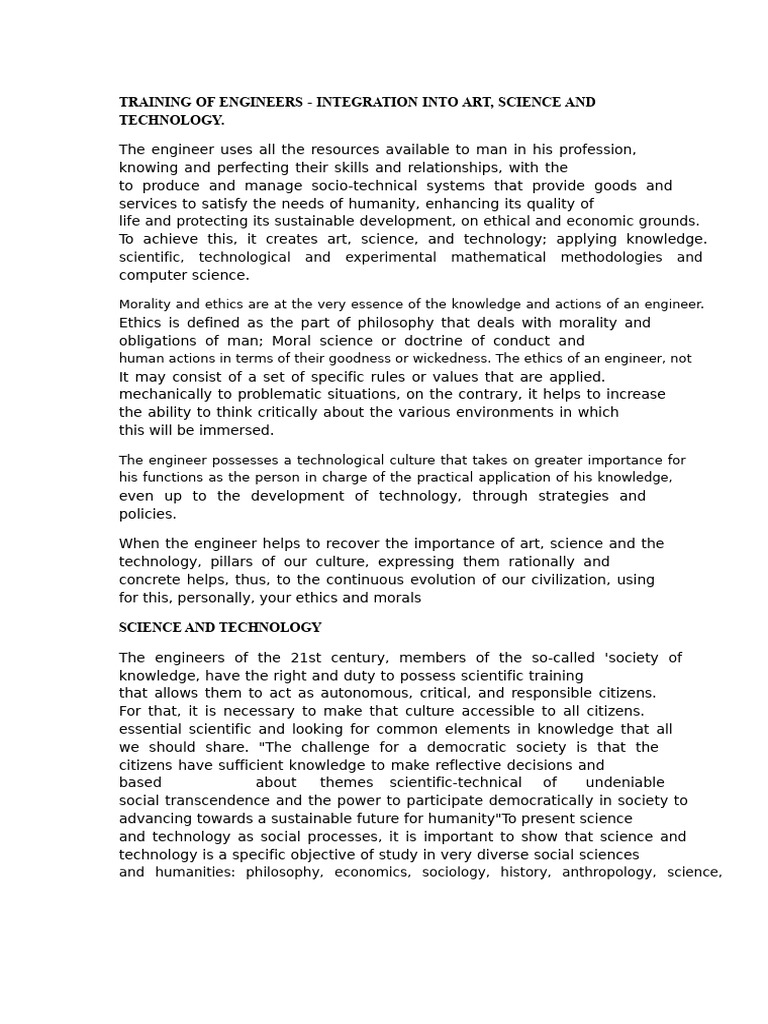 Engineer Formation - Integration of Art, Science, and Technology. | PDF ...