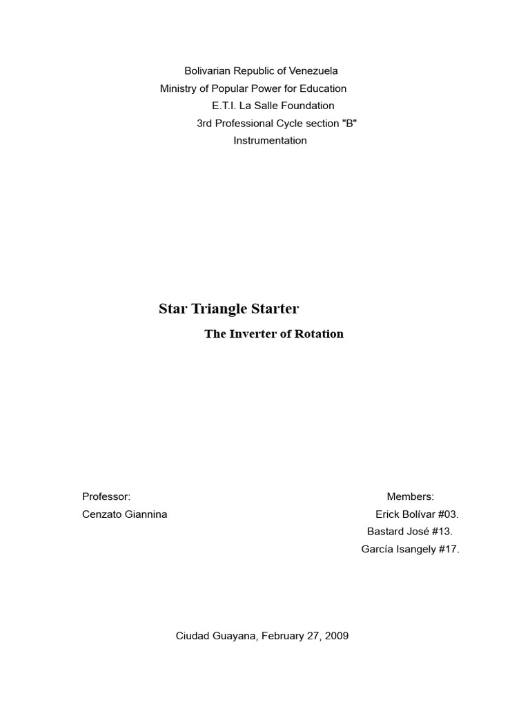 Star Triangle Starter and Reversing Inverter | PDF | Relay | Electricity
