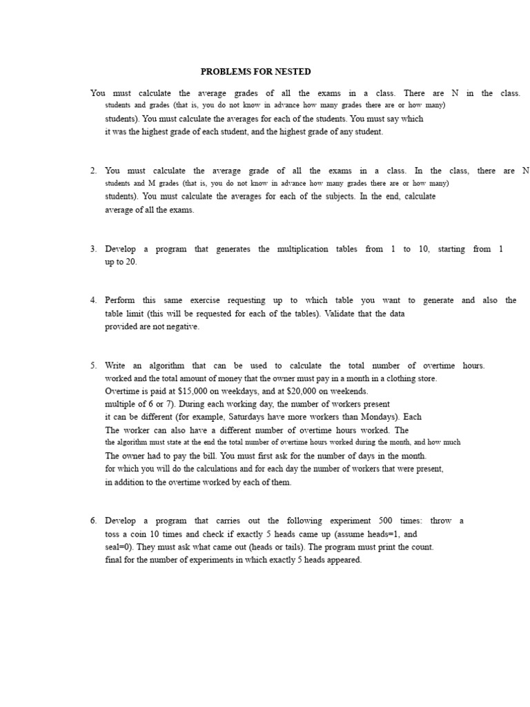 09 Nested Loop Problems | PDF | Prime Number | Overtime