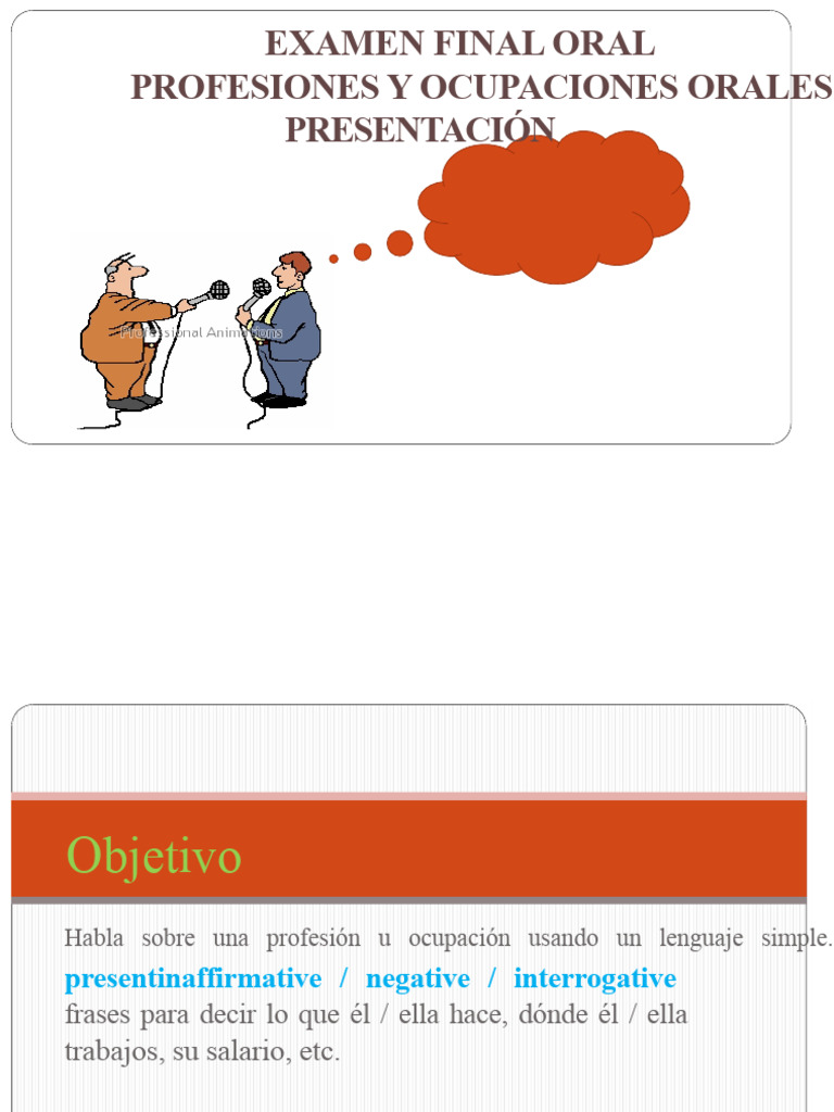 Examen Oral: Profesiones y Ocupaciones | PDF