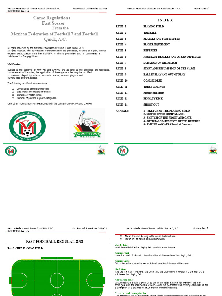 FNFR - Fast Soccer Rules 2014-16 | PDF | Association Football | Referee
