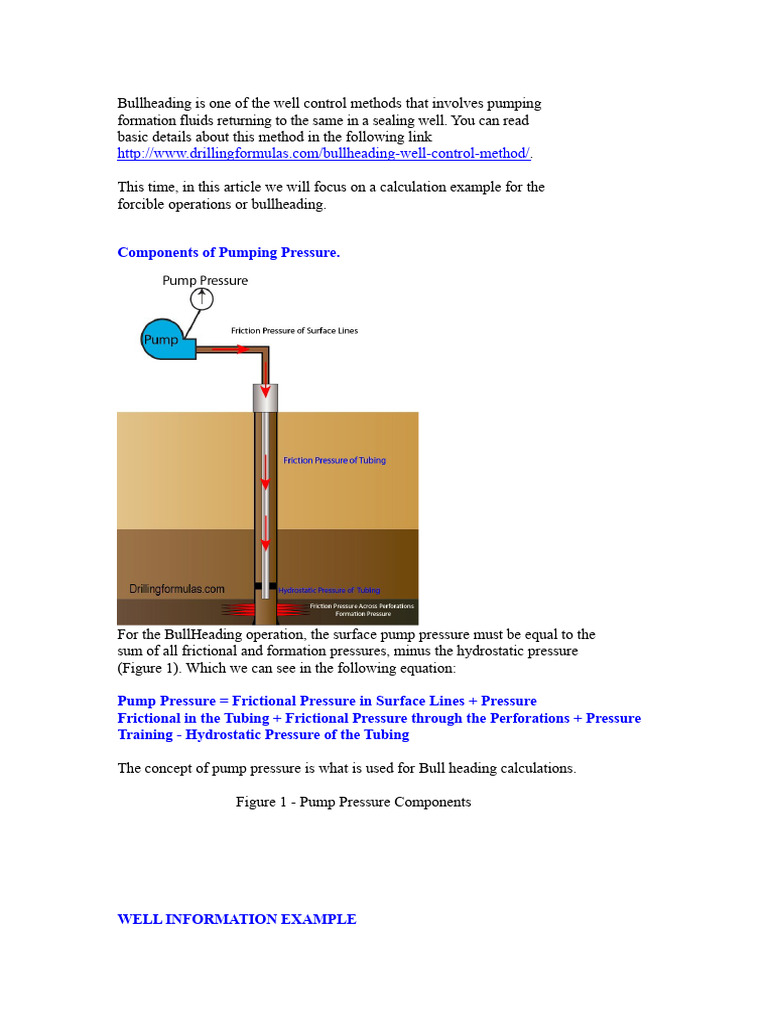 Bullheading Well Control Calculations | PDF | Pressure | Chemical ...