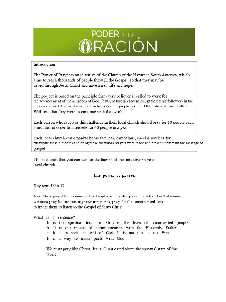Power of Prayer Initiative Guide | PDF | Jesus | Prayer