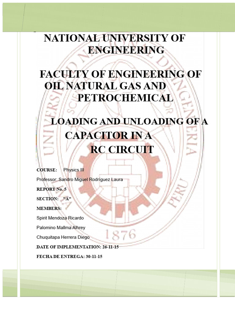 Report No. 5 Charging and Discharging A Capacitor in An RC Circuit ...