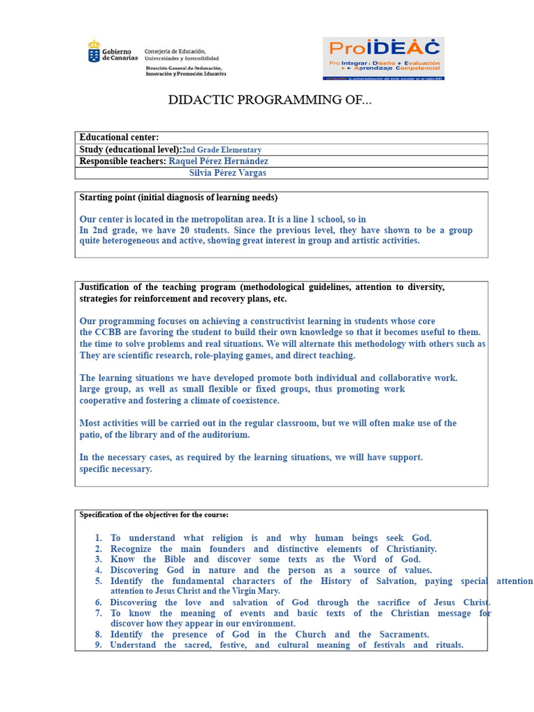 2nd Grade Religious Education Program | PDF | Salvation | God