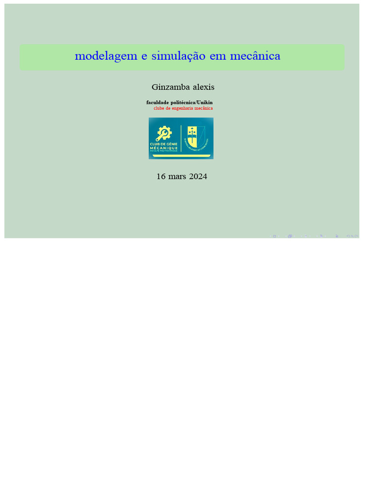 Modelagem e Simulação em Mecânica | PDF | Simulação de computador ...