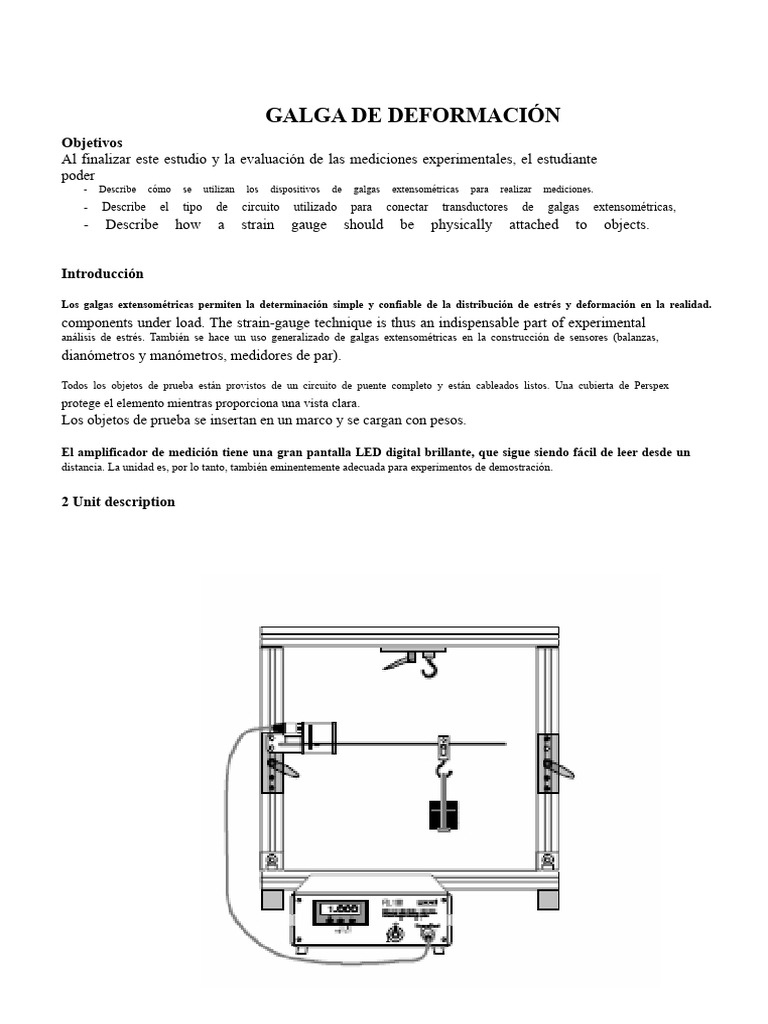 Experimento de galga extensiométrica | PDF | Resistor | Resistencia ...