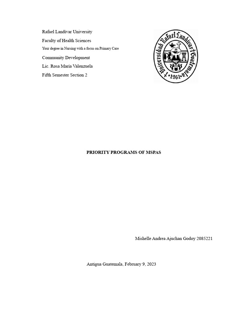 Priority programs of the Ministry of Health in Guatemala | PDF ...