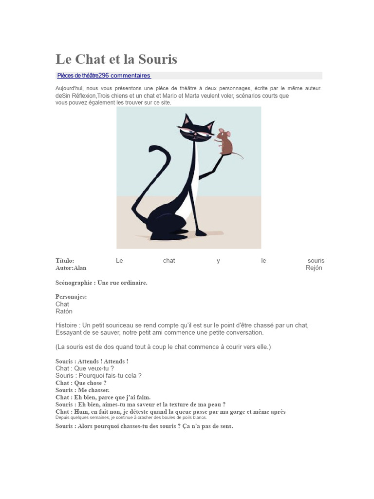Dialogue comique entre un chat et une souris | PDF | Chats