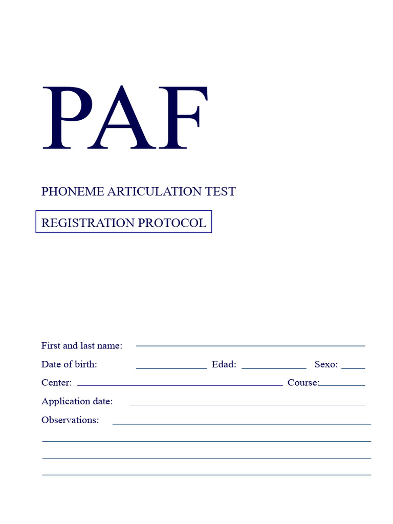 Phonetic Articulation Test - PAF PDF | PDF | Exhalation | Phonetics