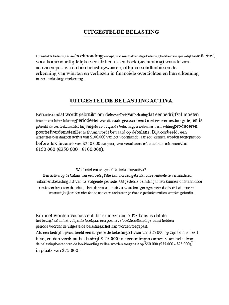 Uitgestelde Belastingactivum en - Passief | PDF