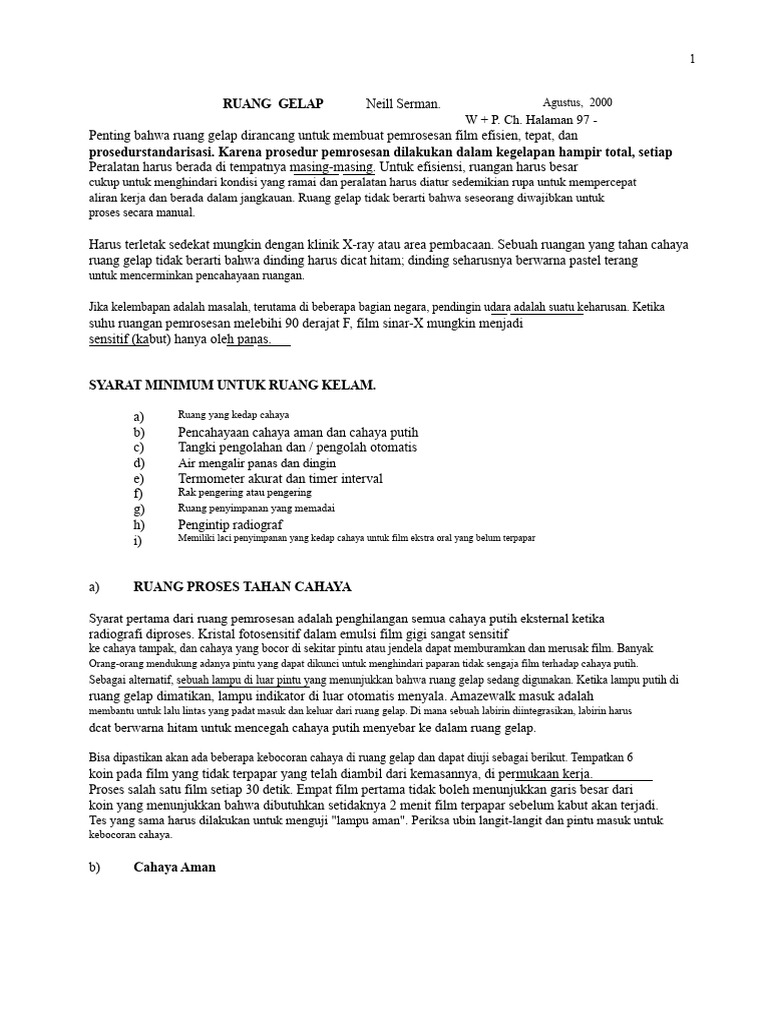 Desain Ruang Gelap untuk Pemrosesan Film | PDF