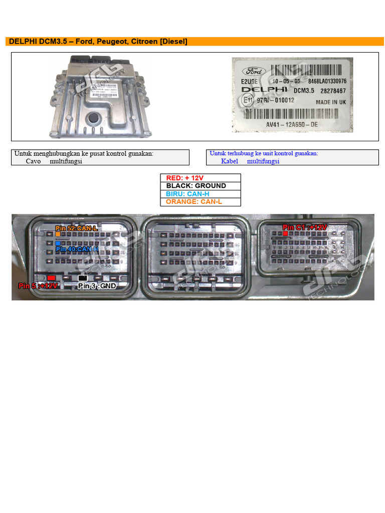 Pinout Delphi Ford DCM3.5 | PDF