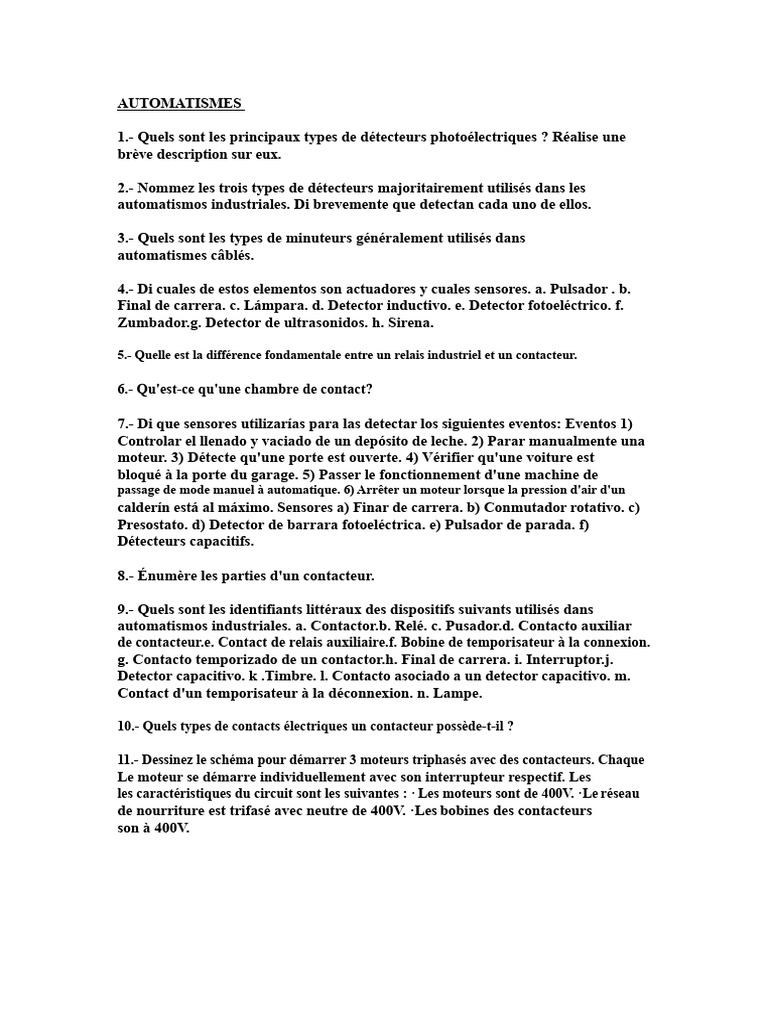 Types de détecteurs en automatismes industriels | PDF | Énergie ...