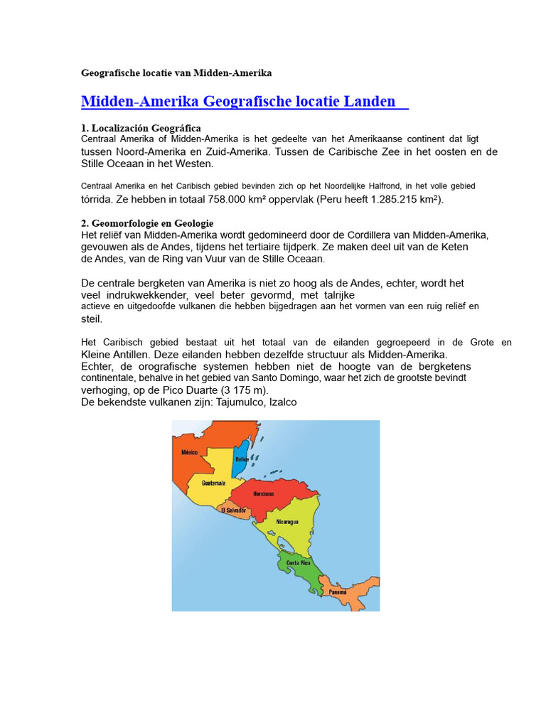 Geografische Locatie Van Midden-Amerika | PDF