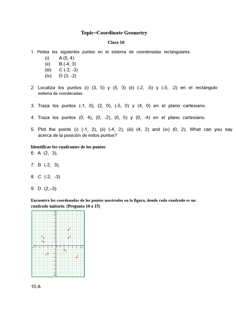 Problemas de Geometría Coordenada | PDF | Sistema de coordenadas ...
