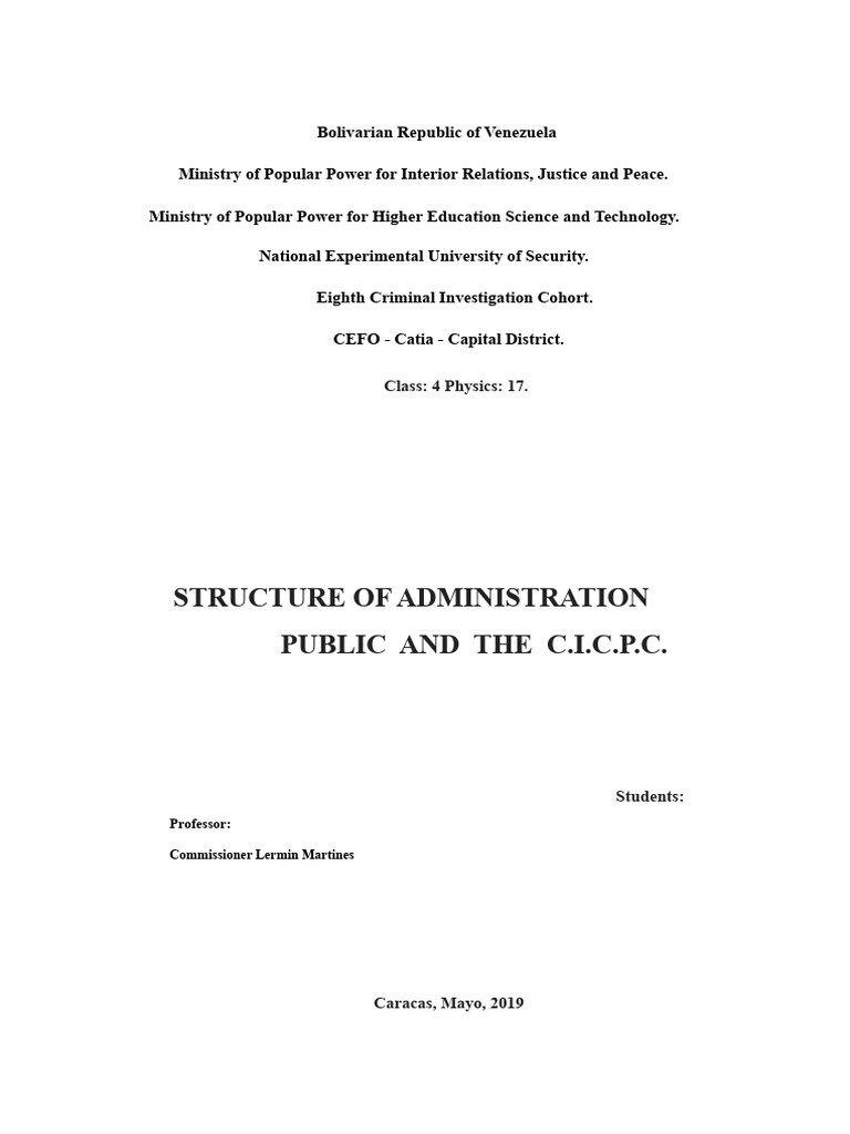 Structure of Public Administration and The C.I.C.P.C. | PDF | Forensic ...