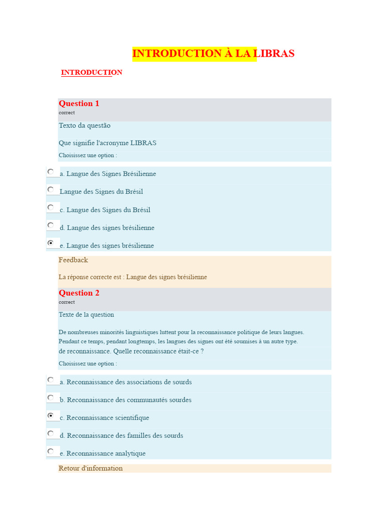Introduction à la LIBRAS et ses enjeux | PDF | Langue des signes | Surdité