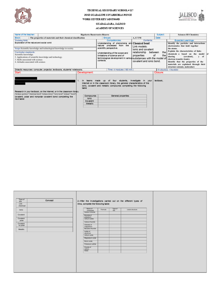 Start: Development: Closure | PDF | Chemical Bond | Ionic Bonding