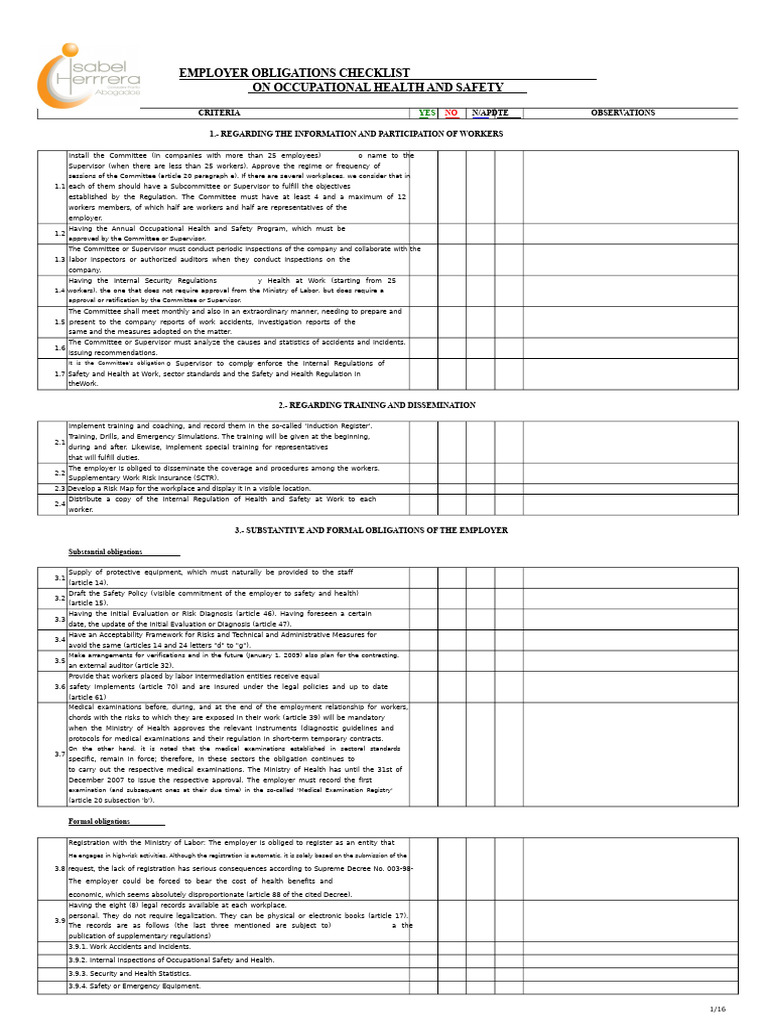 Check List 01 | PDF | Occupational Safety And Health | Employment