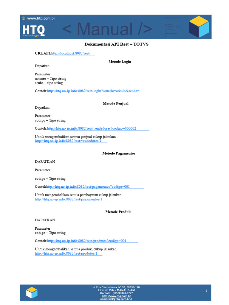 Dokumentasi API Rest TOTVS Lengkap | PDF