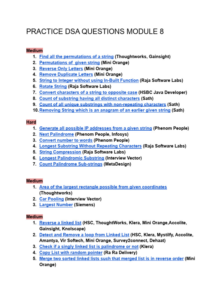 Practice Dsa Questions For Basic | PDF | String (Computer Science) | Computer Programming