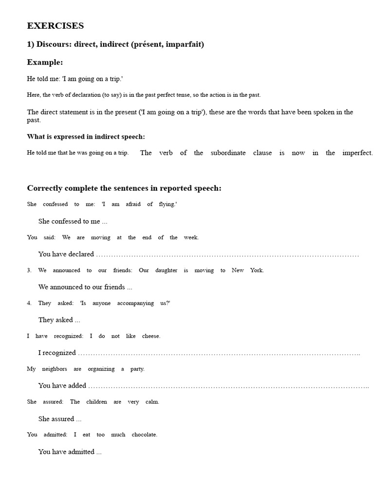 Direct Speech - Indirect Speech Exercises 3 | PDF | Semantic Units ...