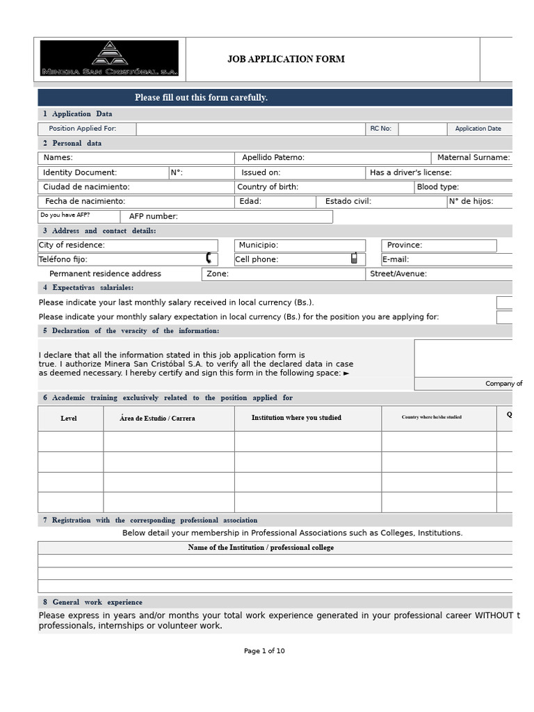 MSC Job Application Form Rev.6 | PDF | Computing
