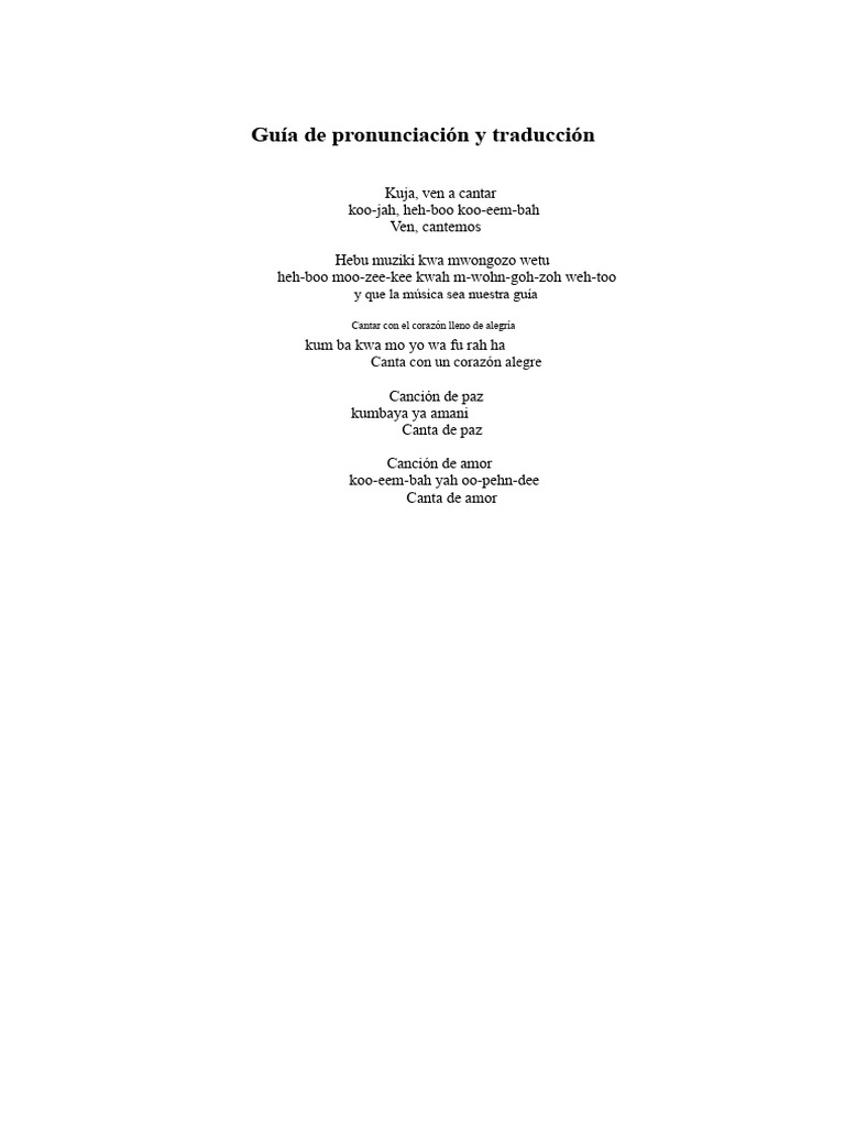 Kuimba - Pronunciación | PDF