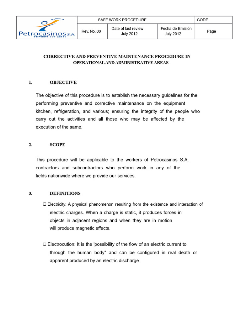 Corrective and Preventive Maintenance Procedure | PDF | Cardiopulmonary ...