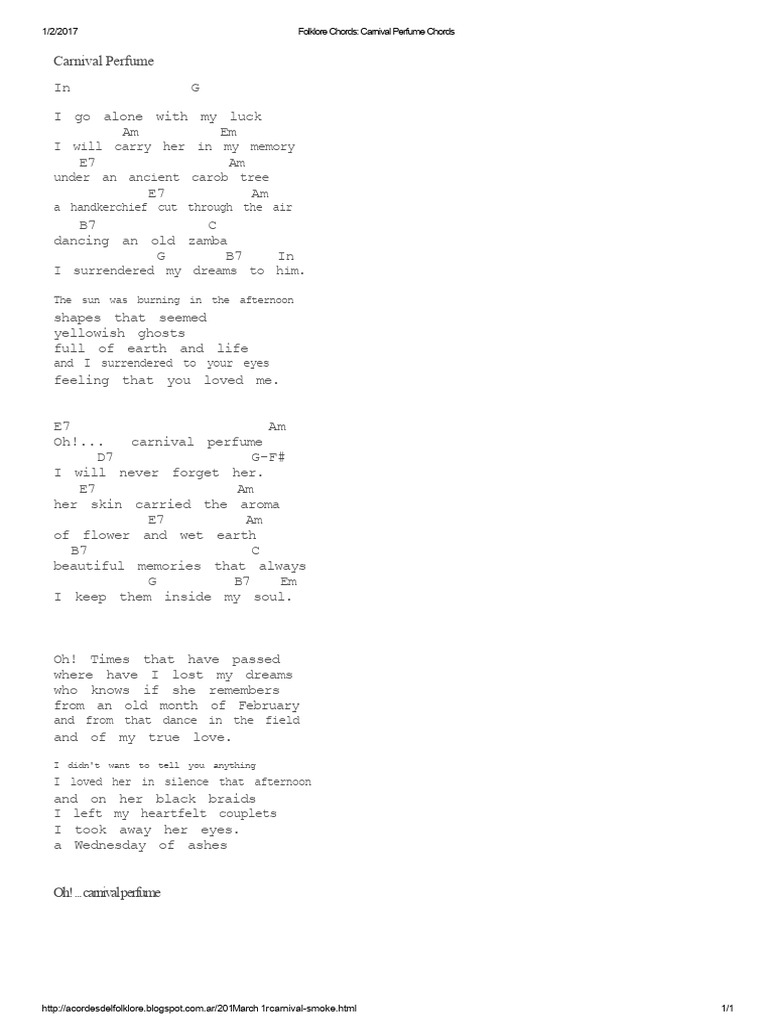 Folklore Chords - Carnival Perfume Chords | PDF