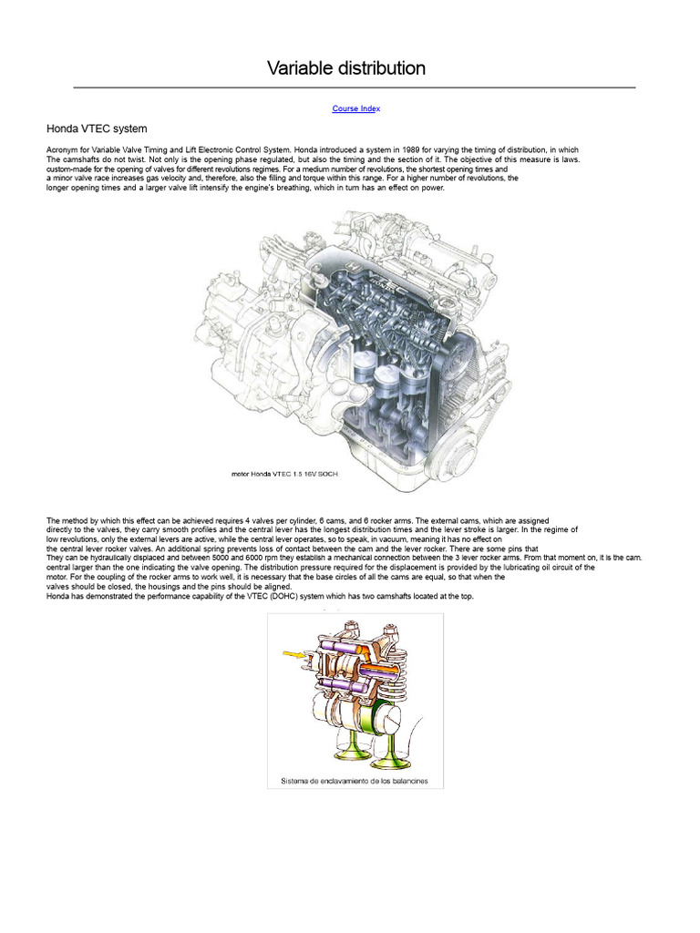 Variable Distribution - VTEC of Honda | PDF | Engines | Machines