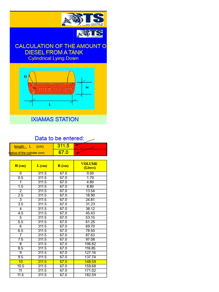 Black CALCULATION OF DIESEL IN HORIZONTAL CYLINDRICAL TANK + Table ...