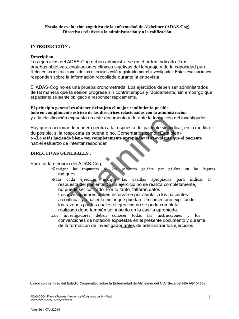 ADAS-COG_TS26.0_esp-ES | PDF | Enfermedad de Alzheimer