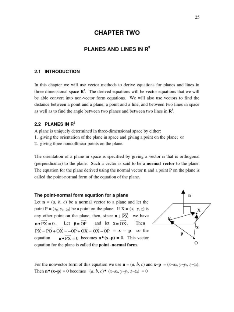 Chapter Two: Planes and Lines in R | PDF | Plane (Geometry) | Angle