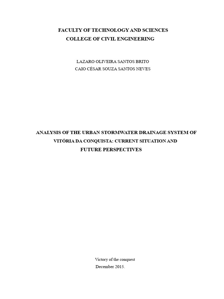 Analysis of The Urban Stormwater Drainage System of Vitória Da ...