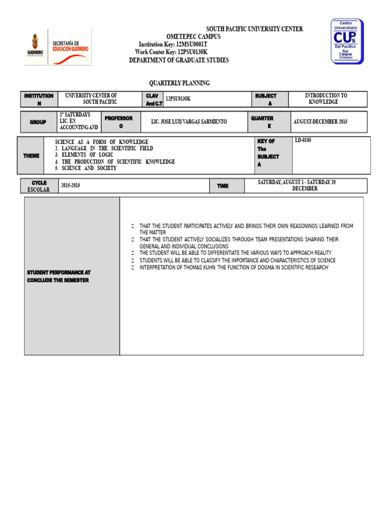Quarterly Plannings | PDF | Learning | Knowledge
