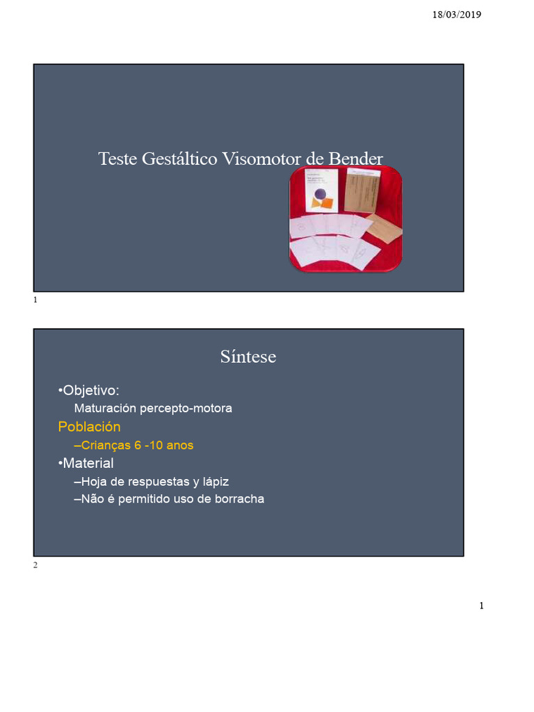 Teste Bender: Evaluación Visomotora Infantil | PDF | Psicología ...
