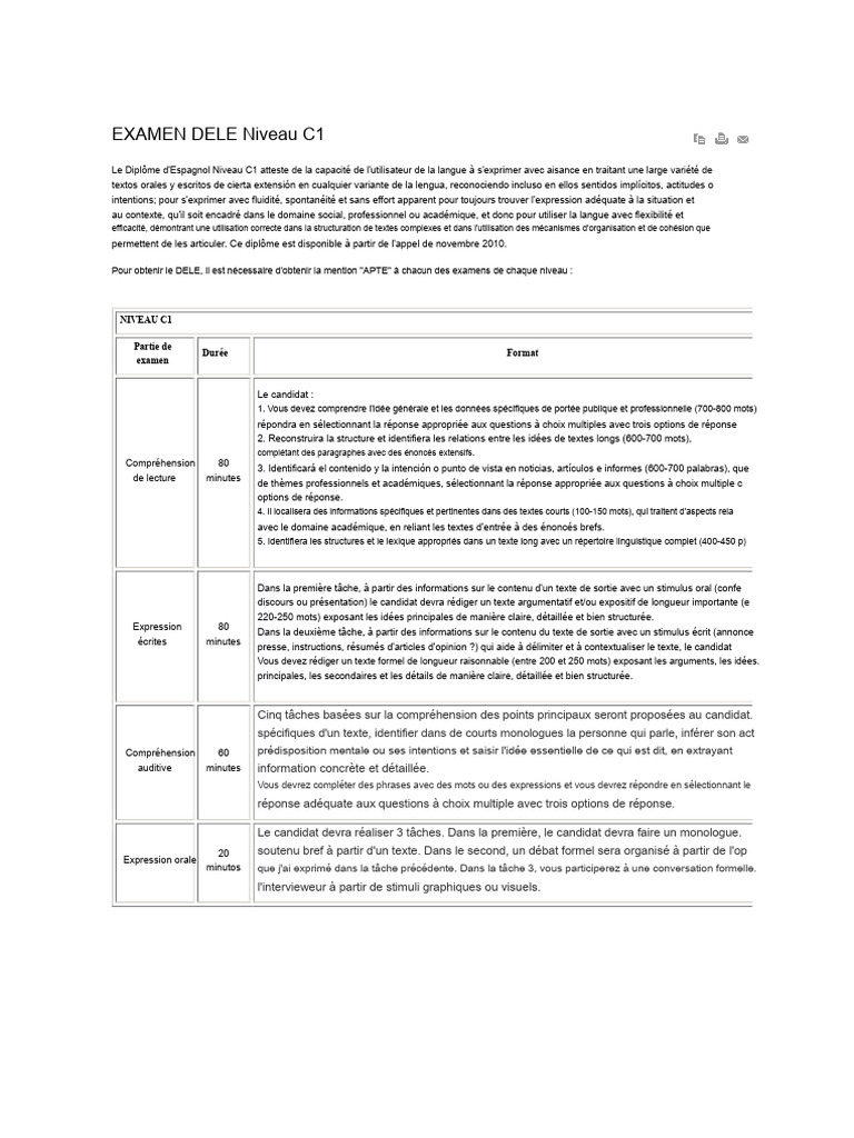 Examen DELE C1 : Détails et Structure | PDF | Discours (linguistique ...