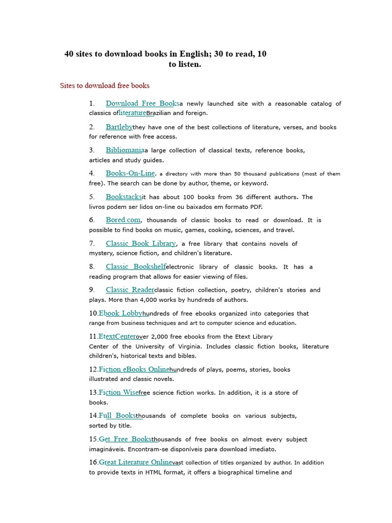 40 Free Book and Audiobook Sites | PDF | Books | Audiobook